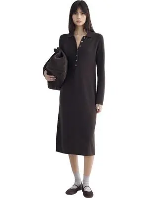 Everlane Cashmere Polo Midi Dress - Dark Chocolate