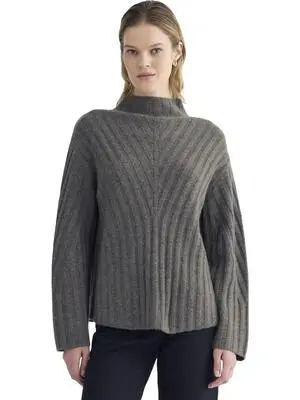 Everlane Funnel-neck Wool Cashmere Sweater - Heather Charcoal