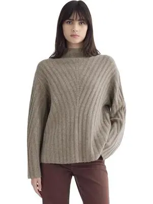 Everlane Funnel-neck Wool Cashmere Sweater - Light Heathered Taupe