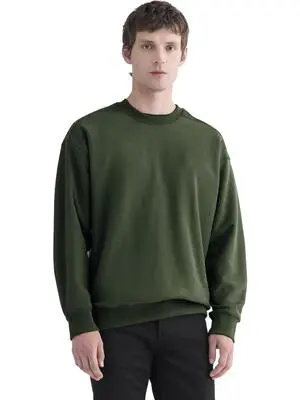 Everlane Twill Terry Jacquard Crewneck Sweatshirt - Dark Forest