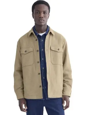 Everlane Heavyweight Waffle Twill Overshirt - Dark Heathered Camel