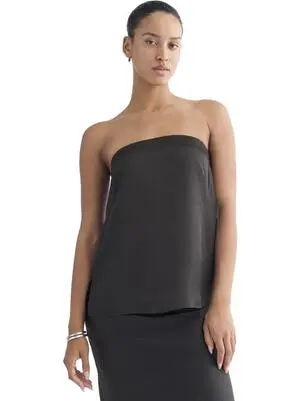 Everlane Thin Strap Cami Top In Silk Charmeuse - Black