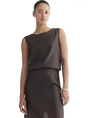 Everlane Cotton-silk Organza Sleeveless Top - Dark Chocolate