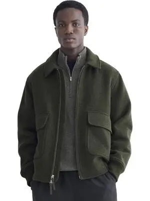 Everlane Rewool Flight Jacket - Heather Beech