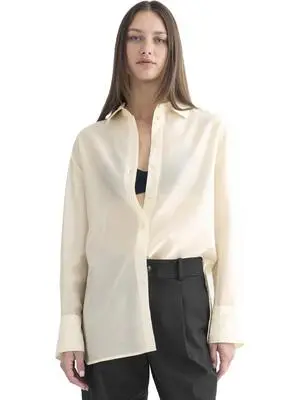 Everlane Cotton-silk Organza Oversized Shirt - Parchment