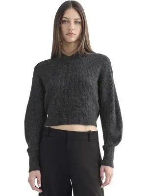 Everlane Cropped Cocoon Alpaca Sweater - Heathered Black