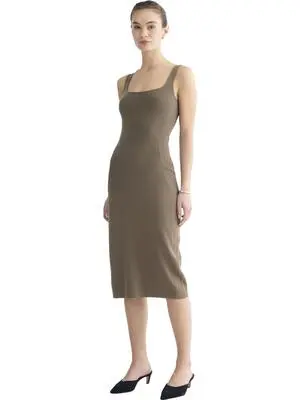 Everlane Knit Square-neck Midi Dress - Deep Taupe