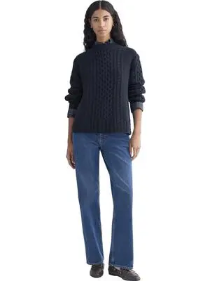Everlane Cable Merino Wool Sweater - Navy
