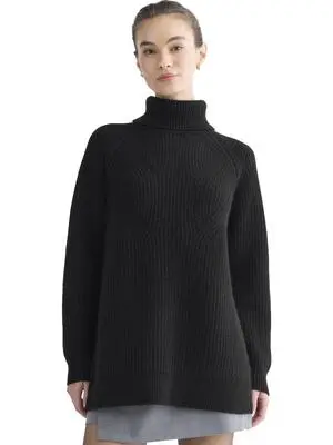 Everlane Cocoon Wool-Cashmere Turtleneck Sweater Black