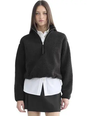 Everlane Reversible Teddy Half-Zip Pullover Black