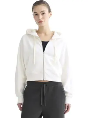 Everlane Luxe Fleece Full-zip Cropped Hoodie - Bone