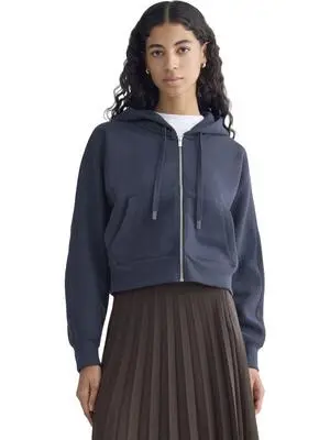 Everlane Luxe Fleece Full-zip Cropped Hoodie - Navy