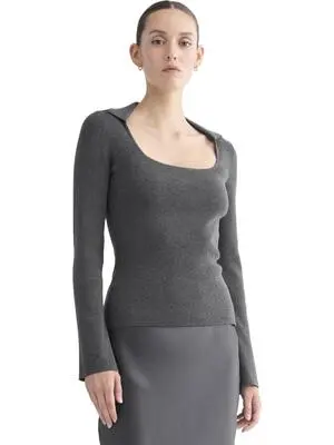 Everlane Knit Scoop-neck Top - Heathered Soot