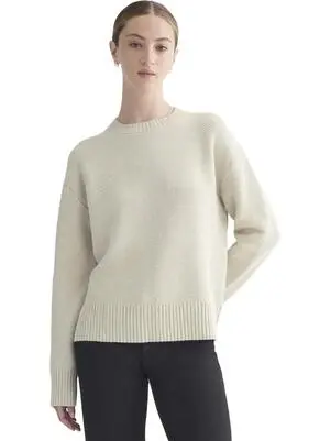 Everlane Cotton Honeycomb Crew Neck Sweater - Heathered Oat