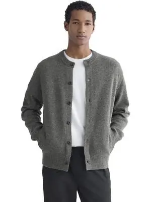 Everlane Luxe Merino Crew Cardigan - Heathered Charcoal