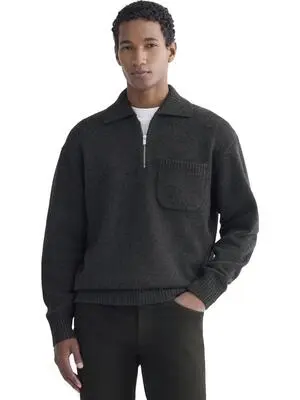 Everlane Luxe Merino Quarter-zip Pullover - Heathered Black