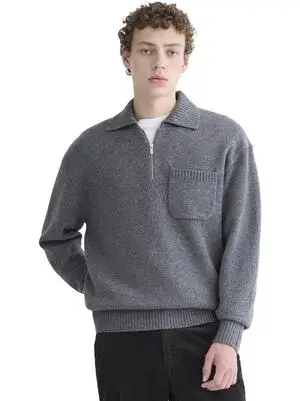 Everlane Luxe Merino Quarter-zip Pullover - Heathered Charcoal