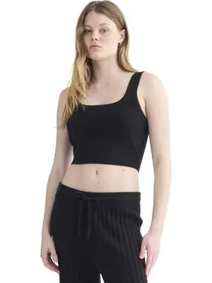 Everlane Cashmere Cropped Tank Top Sweater - Black