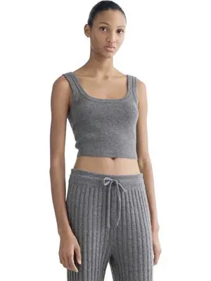 Everlane Cashmere Cropped Tank Top Sweater - Heather Charcoal