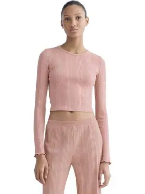 Everlane Lounge Rib Cropped Shirt - Ash Rose