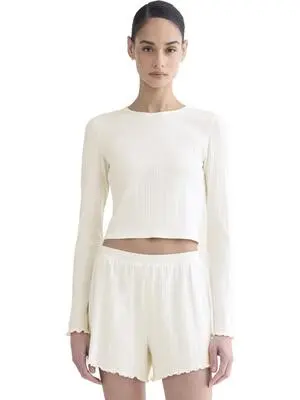 Everlane Lounge Rib Cropped Shirt - Bone