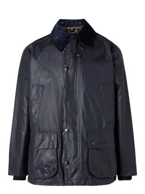 Barbour Bedale Corduroy-Trimmed Waxed-Cotton Jacket Navy