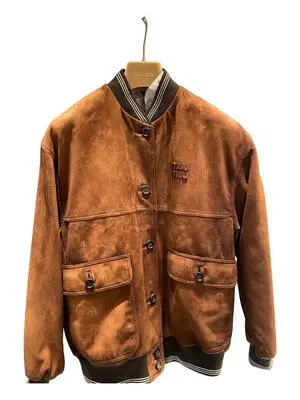Miu Miu Suede Bomber - Brown