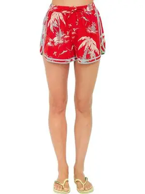 The Upside Palma Klio Floral-print Shorts - Red