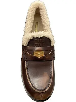 Miu Miu Sherpa Loafer - Brown