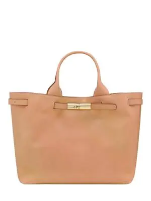 Longchamp Le Roseau L Leather Tote Bag - Brown