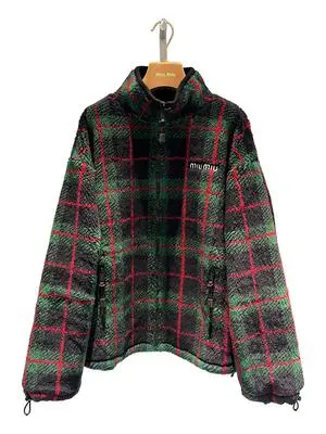 Miu Miu Fleece Jacket Red Plaid - Green/black/red