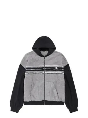 Balenciaga Fluffy Zip-up Hoodie - Grey & Silver