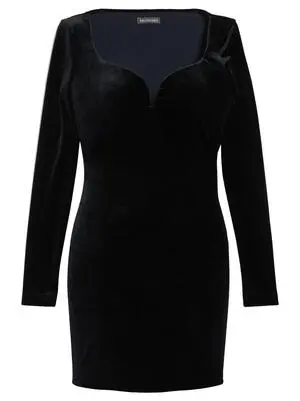 Balenciaga Sweetheart Velvet Dress - Black