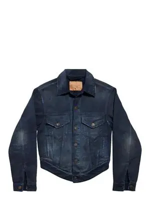 Balenciaga Curved Waistband Denim Jacket - Blue