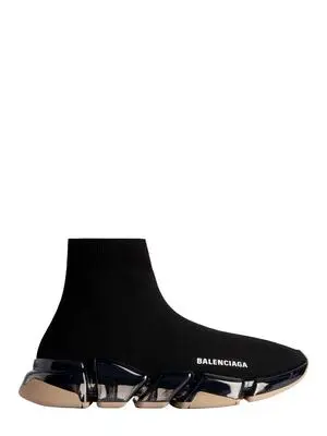 Balenciaga Speed 2.0 Full Clear Sole Knit Sneaker - Black