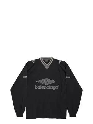 Balenciaga 3b Football Long Sleeve V-neck T-shirt - Black