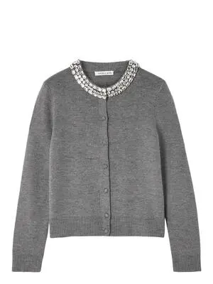 Veronica Beard Daro Crystal-embellished Wool Cardigan - Gray