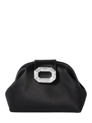 Amina Muaddi Camelia Micro Crystal-embellished Satin Clutch - Black