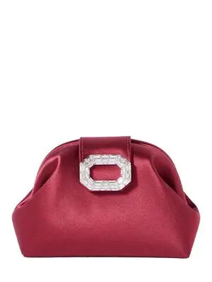 Amina Muaddi Camelia Micro Crystal-embellished Clutch - Burgundy