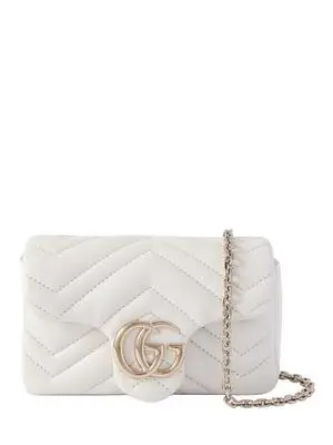 Gucci Gg Marmont Mini Matelassé Leather Shoulder Bag - White