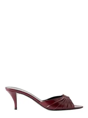 Saint Laurent Babylone Embellished Glossed-leather Mules - Burgundy
