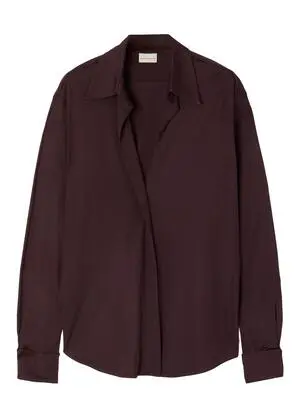 Dries Van Noten Satin-jersey Shirt - Brown