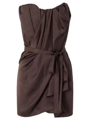 VIVIENNE WESTWOOD Susana Strapless Draped Crinkled-satin Mini Dress - Brown