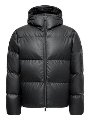 Moncler Mentone Hooded Nappa Leather Down Jacket - Black