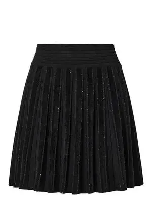 Balmain Pleated Sequin-embellished Mini Skirt - Black
