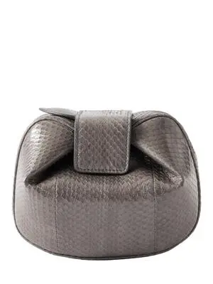 Gabriela Hearst Soft Demi Snake-effect Leather Clutch - Gray