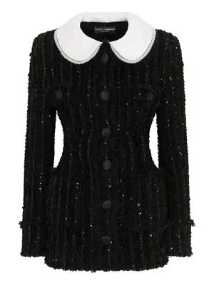 Dolce & Gabbana Tweed Jacket With Micro-sequin Embellishment - Black