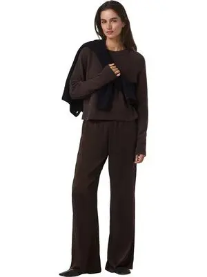 Vuori Nova Satin Wide-Leg Trousers Dark Java