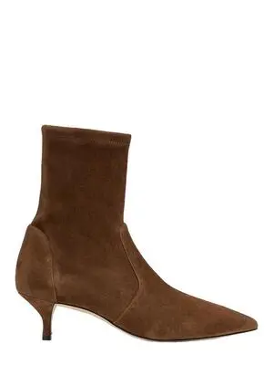 STUART WEITZMAN Suede Kitten Heel Ankle Boots - Brown