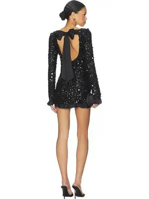 Show Me Your Mumu Maddison Ruffle Sequin Dress - Black Metallic Sequins
